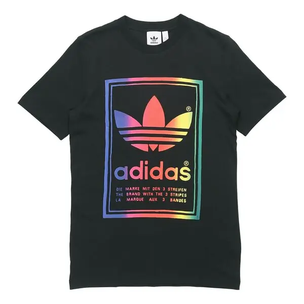Adidas Originals Vintage Tee Multi-color Gradient Logo Short Sleeve - Black