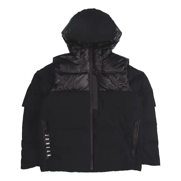 JORDAN Down Jacket With Hood - Black