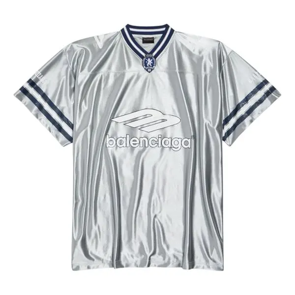 Balenciaga 3b Football V-neck Shiny Jersey - Grey/white