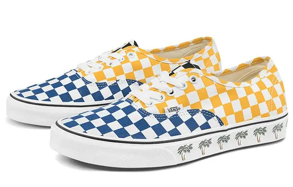 VANS Authentic Sidewall Palm Tree Checkerboard Low Top Sneakers
