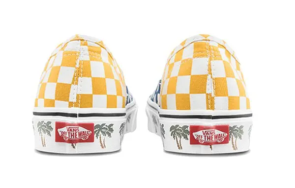 VANS Authentic Sidewall Palm Tree Checkerboard Low Top Sneakers