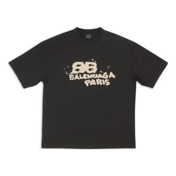 Balenciaga Hand-drawn Bb Icon T-shirt Medium Fit - Black
