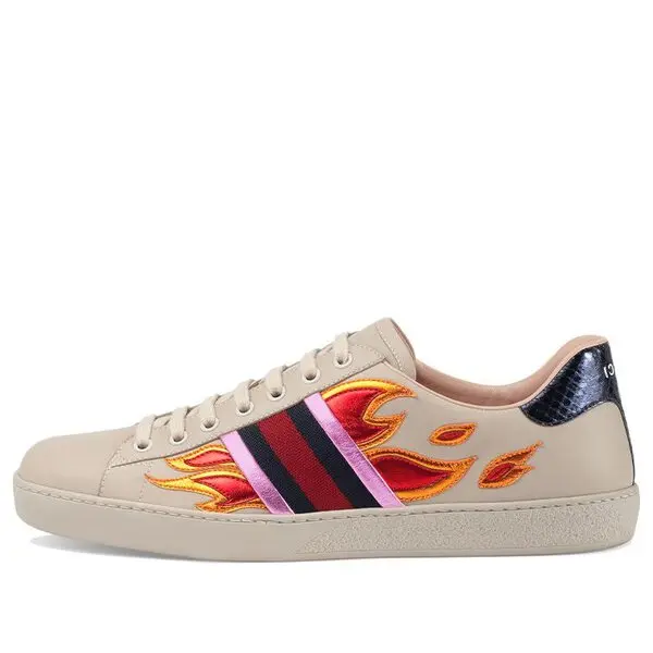 Gucci Ace Flames Sneakers - Tan