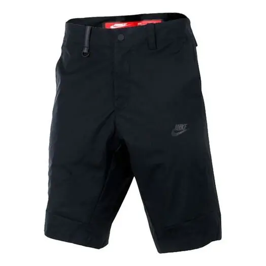 Nike Logo Waterproof Zipper Cargo Shorts - Black