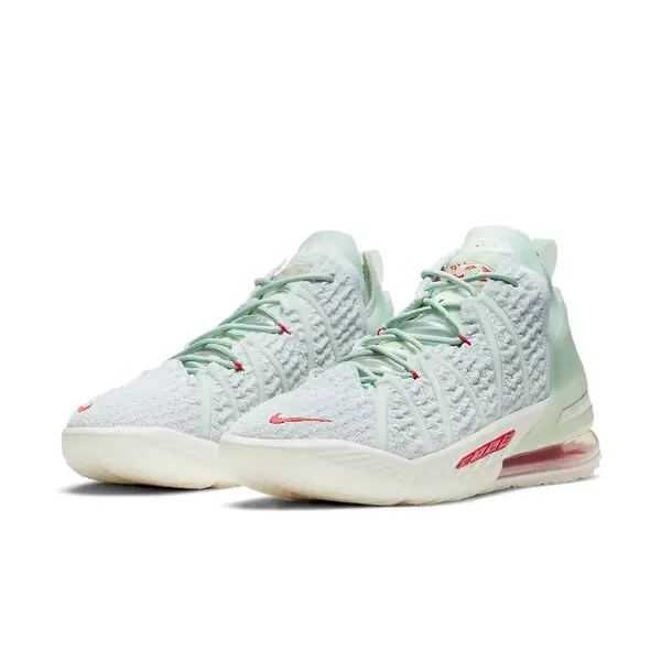 Nike Lebron 18 Ep "empire Jade" Mid Top Sneakers - White/gold/red