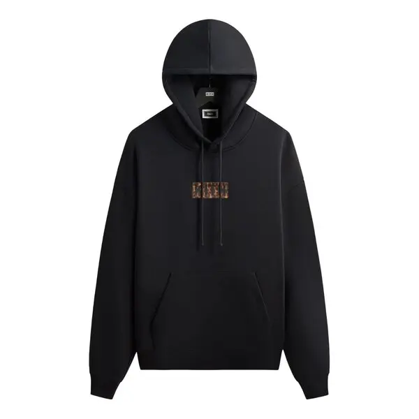 Kith Classic Logo Leopard Applique Nelson Hoodie - Black