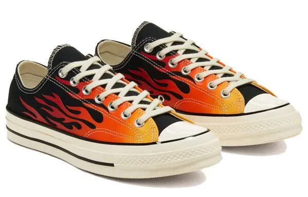 CONVERSE Chuck 70 Low Top Archival Flame Print Sneakers - Black