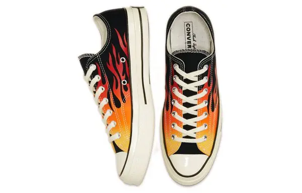 CONVERSE Chuck 70 Low Top Archival Flame Print Sneakers - Black