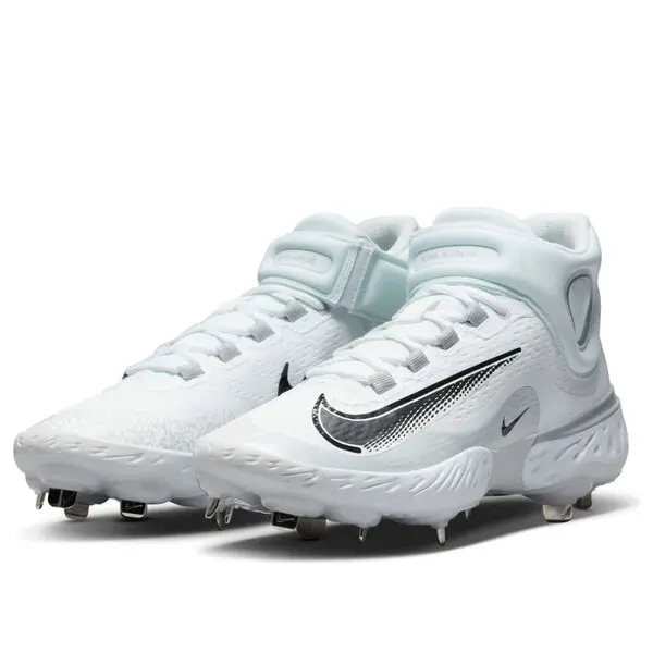 Nike Alpha Huarache Elite 4 Mid Baseball Cleats - Whitegrey
