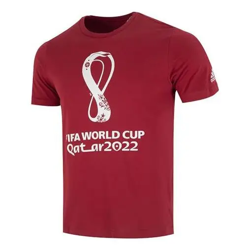 Adidas Oe Tee Alphabet Pattern Round Neck Short Sleeve Wine Red T-shirt - Default Color