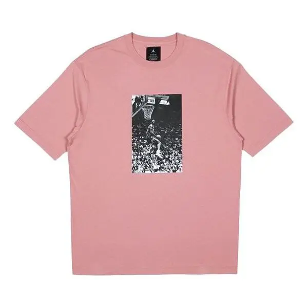 JORDAN X Union La Dunk Printing Sports Round Neck T-shirt - Pink
