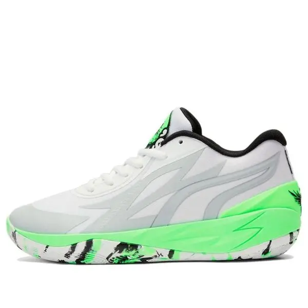 PUMA Mb.02 Lamelo Ball "lamel-o" High Top Athletic Sneakers - Elektro Green/white