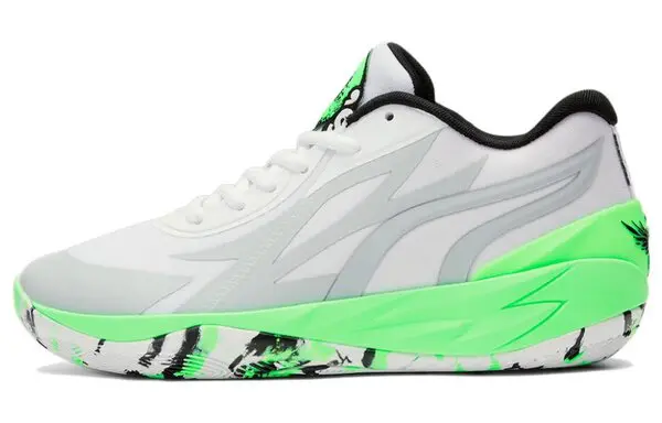 PUMA Mb.02 Lamelo Ball "lamel-o" High Top Athletic Sneakers - Elektro Green/white