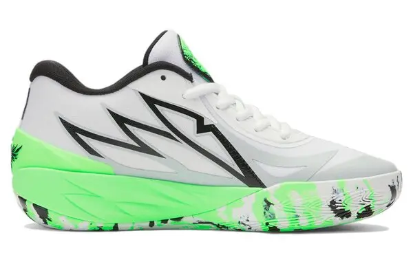 PUMA Mb.02 Lamelo Ball "lamel-o" High Top Athletic Sneakers - Elektro Green/white