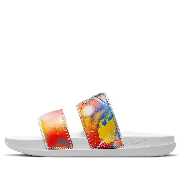 Nike Offcourt Duo Slide Sandals With Paint Splatter Detail - White/blue/red