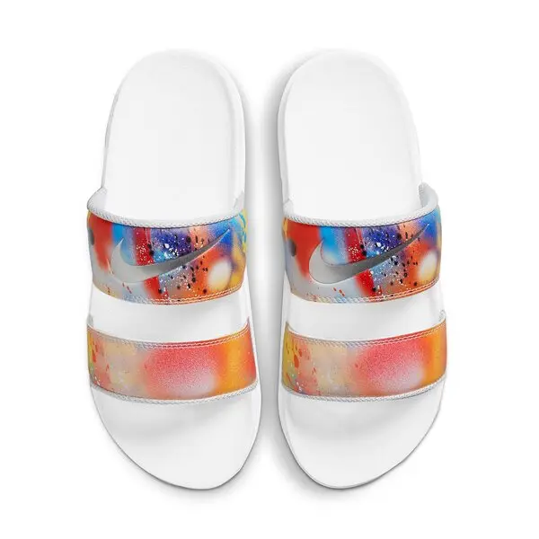 Nike Offcourt Duo Slide Sandals With Paint Splatter Detail - White/blue/red