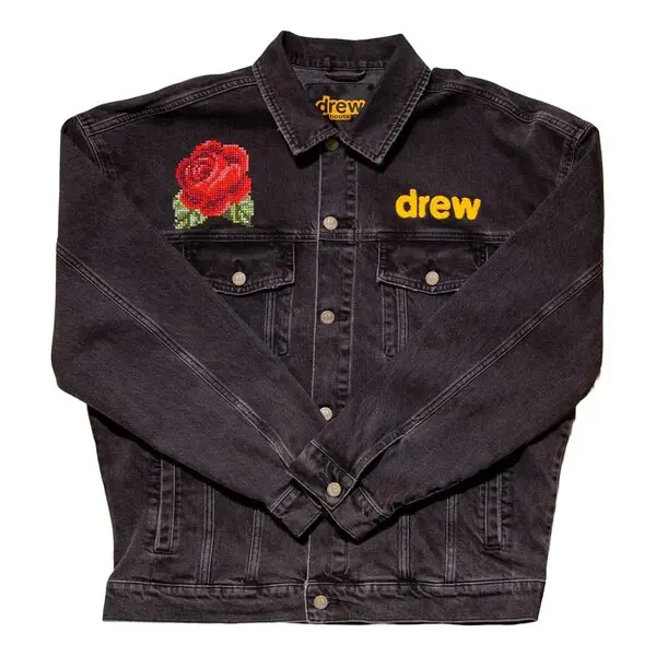 Drew House Embroidered Denim Trucker Jacket - Black