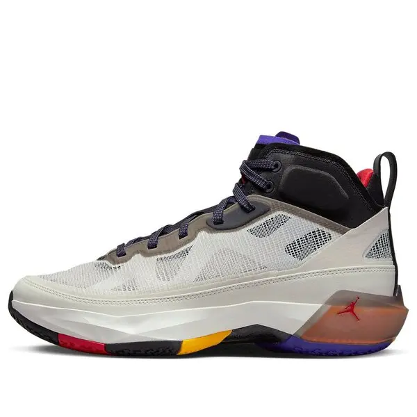 JORDAN 37 Pf "beyond Borders" Sneakers - Light Bone/fire Red/black