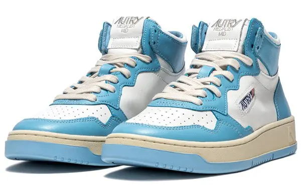 AUTRY Medalist Mid Leather Sneakers - White/blue