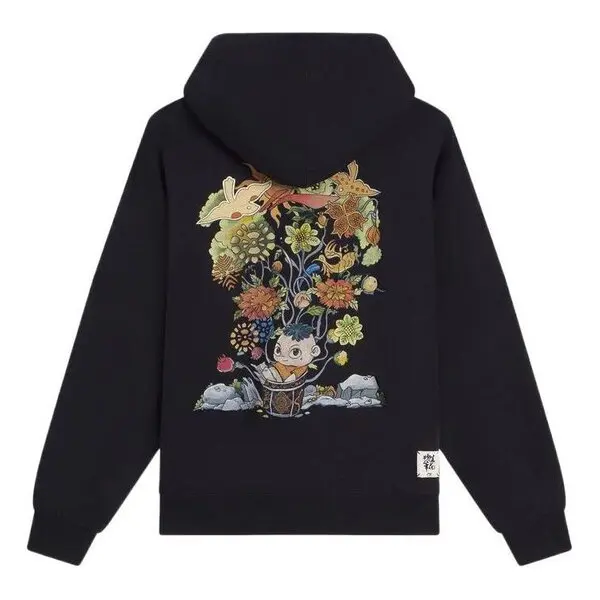 LI-NING Sports Style Hoodie With Graphic Print - Black