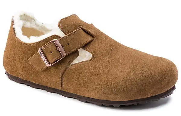 BIRKENSTOCK London Shearling Suede Leather Narrow Fit Clogs