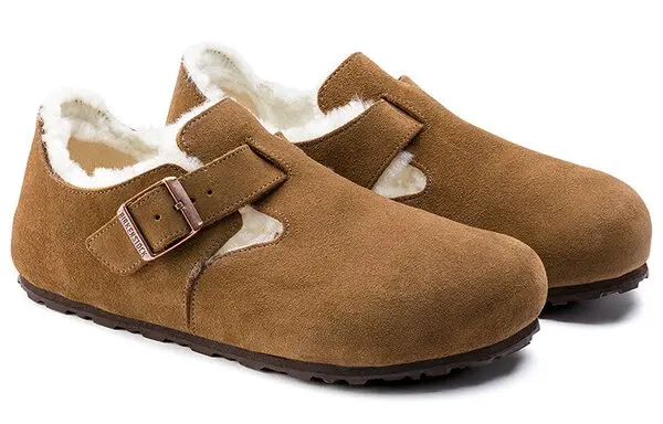 BIRKENSTOCK London Shearling Suede Leather Narrow Fit Clogs