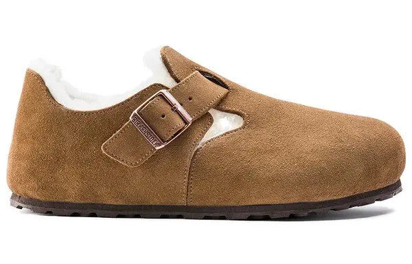 BIRKENSTOCK London Shearling Suede Leather Narrow Fit Clogs