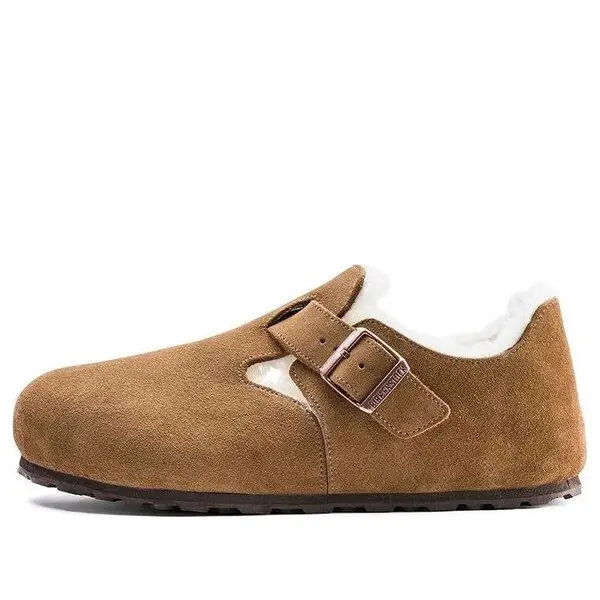 BIRKENSTOCK London Shearling Suede Leather Narrow Fit Clogs - Tea