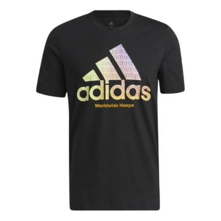 Adidas We Ball Together Badge Of Sport T-shirt 'black - Black/multi-color