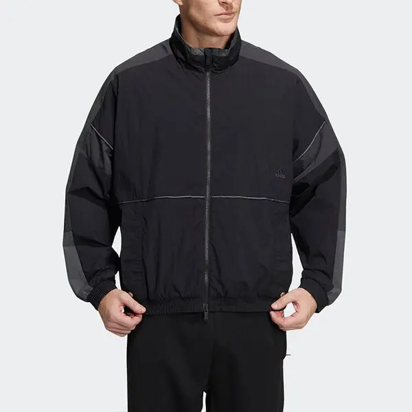 Adidas Contrast Color Stitching Long Sleeves Sports Jacket Black