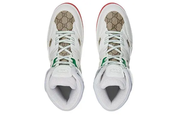 Gucci Basket High Top Sneakers - White/red
