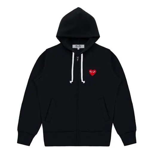 Play Comme Des Garcon Zip Hooded Jacket - Black