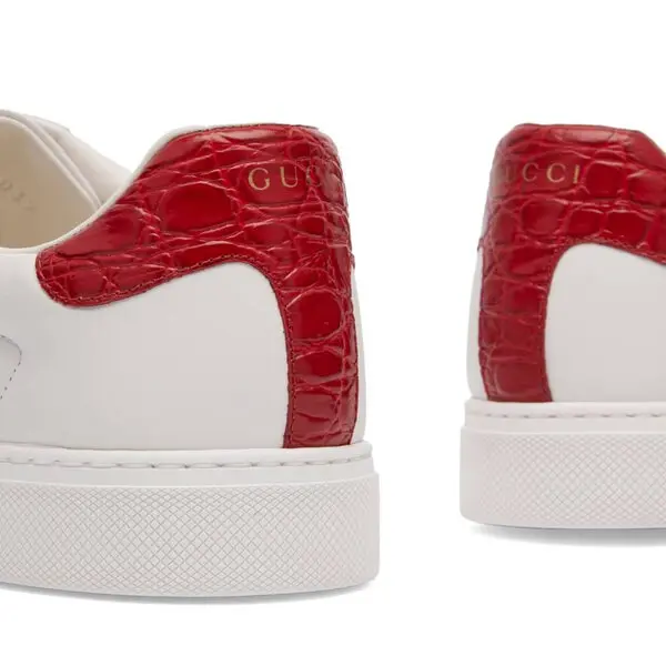 Gucci Ace Leather Sneakers With Red Croc Effect Detail