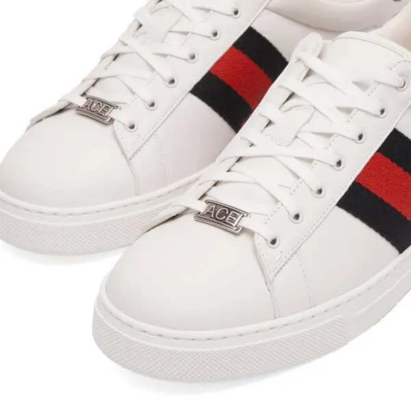 Gucci Ace Leather Sneakers With Red Croc Effect Detail