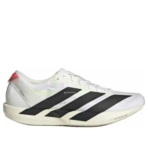 Adidas Adizero Adios "cloud White Core Black" Lace-up Athletic Sneakers - Cloud White/core Black/silver Metallic