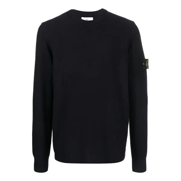 Stone Island Logo Patch Crewneck Sweatshirt - Black