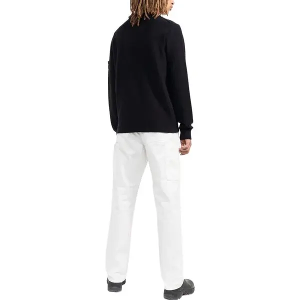 Stone Island Logo Patch Crewneck Sweatshirt - Black
