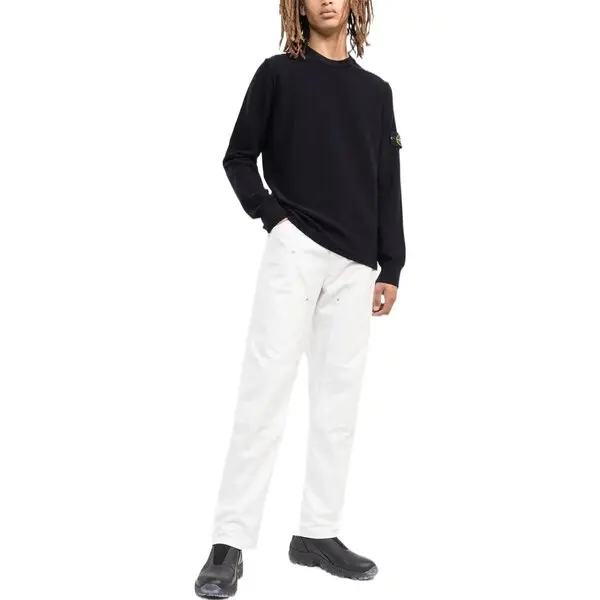 Stone Island Logo Patch Crewneck Sweatshirt - Black
