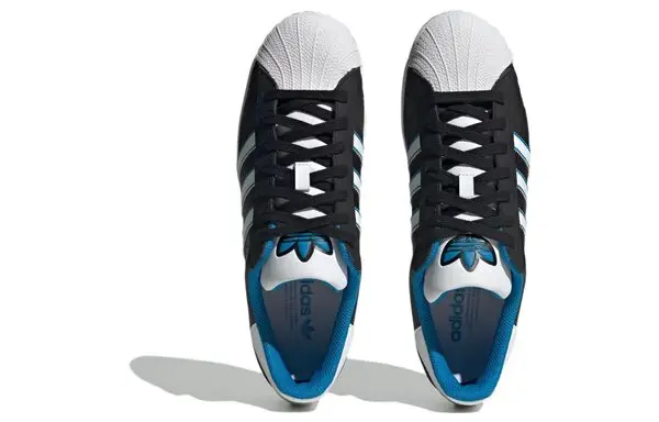 Adidas Superstar "black Bright Blue" Sneakers - Core Black/cloud White/bright Blue
