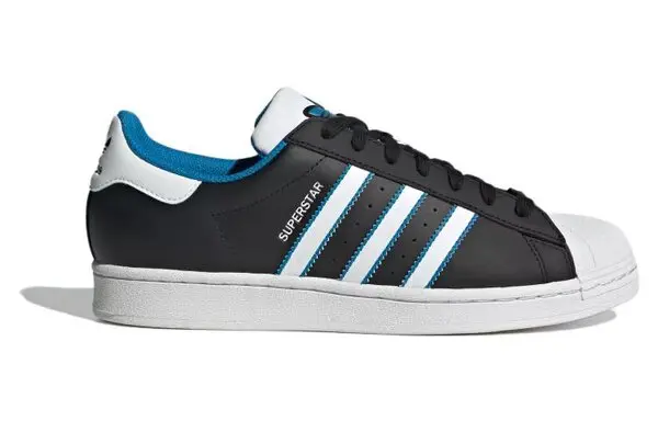 Adidas Superstar "black Bright Blue" Sneakers - Core Black/cloud White/bright Blue