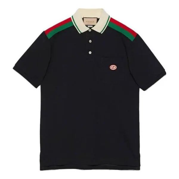 Gucci Cotton Polo With Interlocking G - Black