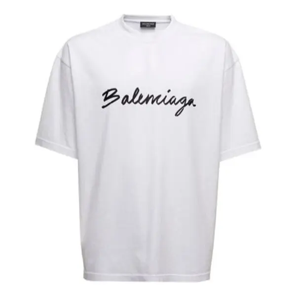 Balenciaga Script Logo T-shirt - White/black