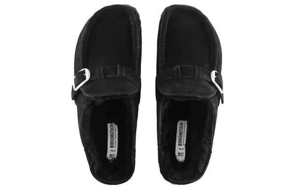 BIRKENSTOCK Buckley Shearling Suede Leather Mules