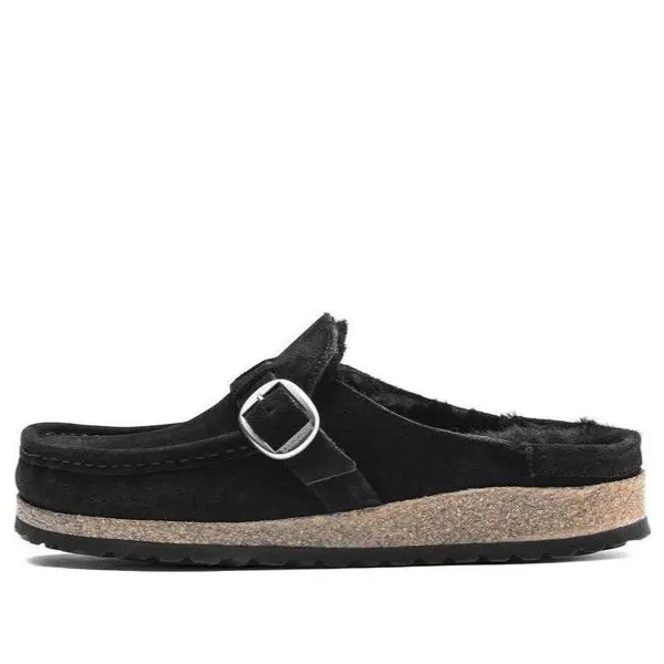 BIRKENSTOCK Buckley Shearling Suede Leather Mules - Black/tan
