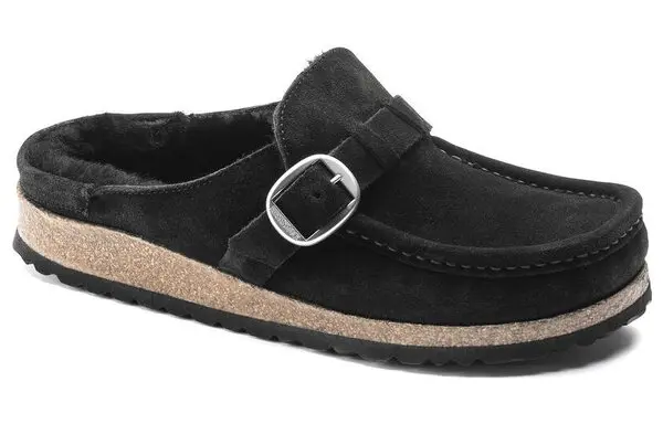 BIRKENSTOCK Buckley Shearling Suede Leather Mules