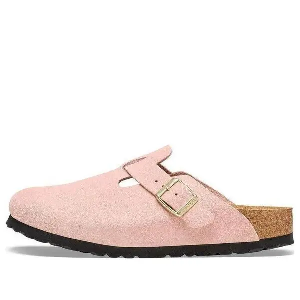 BIRKENSTOCK Boston Suede Leather Clogs - Light Pink/sand