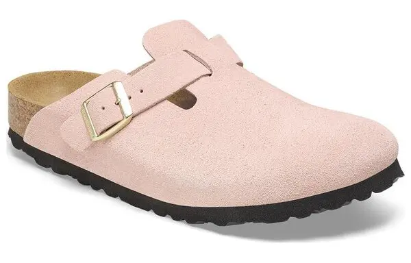 BIRKENSTOCK Boston Suede Leather Clogs - Light Pink/sand