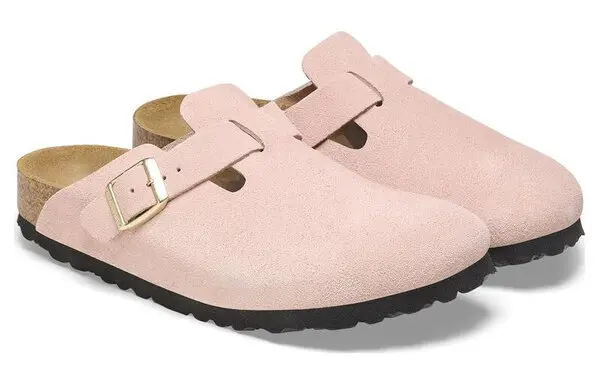 BIRKENSTOCK Boston Suede Leather Clogs - Light Pink/sand