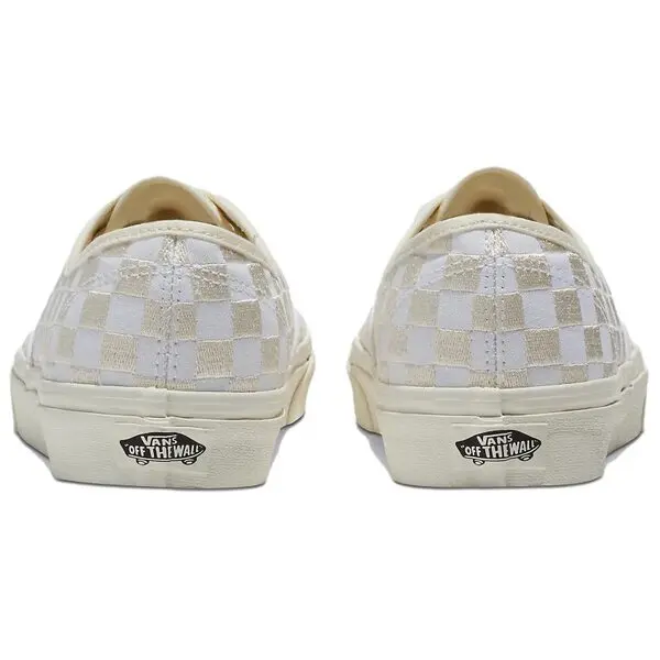 VANS Authentic Embroidered Checkerboard Lace-up Sneakers - White/yellow
