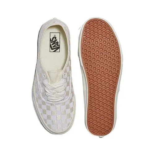 VANS Authentic Embroidered Checkerboard Lace-up Sneakers - White/yellow